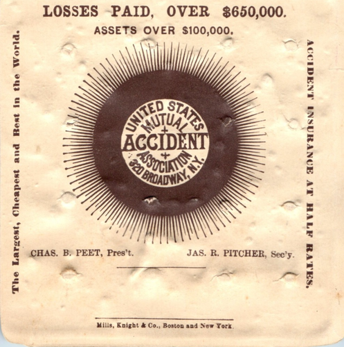 1880s United States Mutual Accident Association Broadway NY Trade Card ...