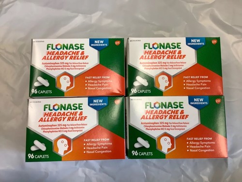 24 Boxes Flonase Headache & Allergy Relief 96 Caplets Each EXP 4/25 ...