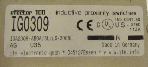 IFM EFECTOR IG0309 Proximity Switch IGA2008 AB0A SL LS 300BL AGU35 | eBay