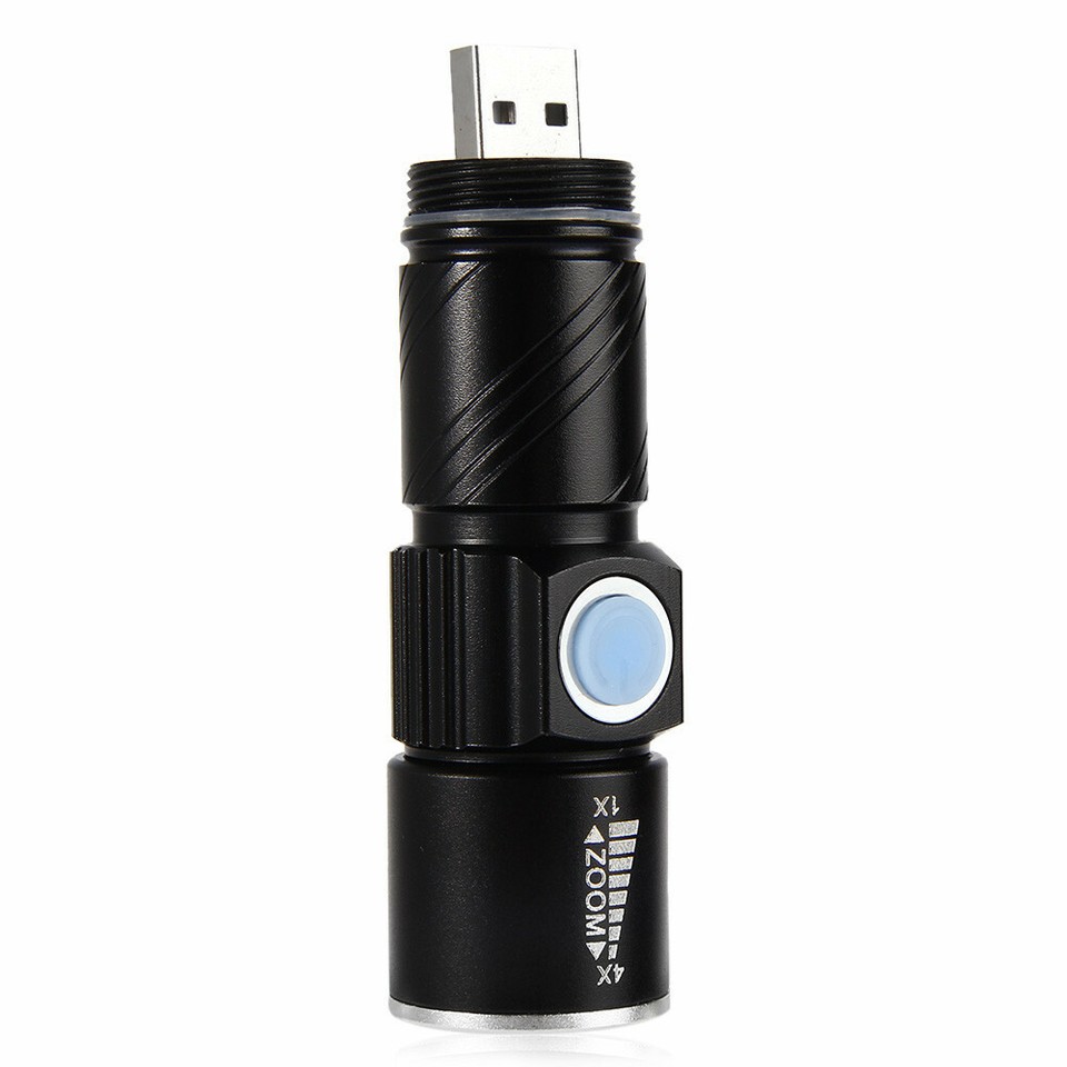 ZOOM RECHARGEABLE USB FLASHLIGHT LED mode for Mechanic Car Boat MINI ...