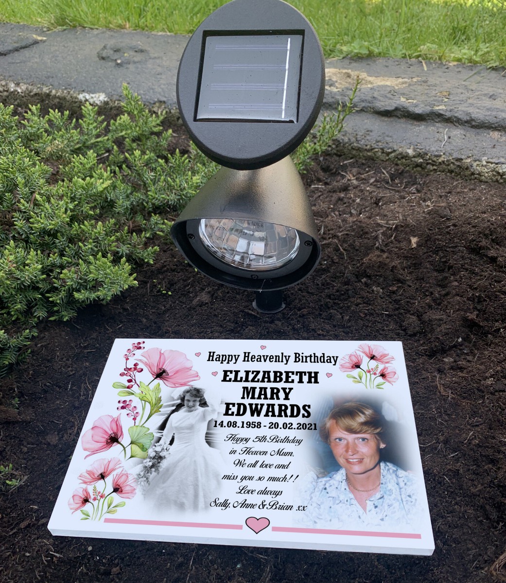 Solar Light Grave Memorial Cemetery Personalized Mom Memorial Solar