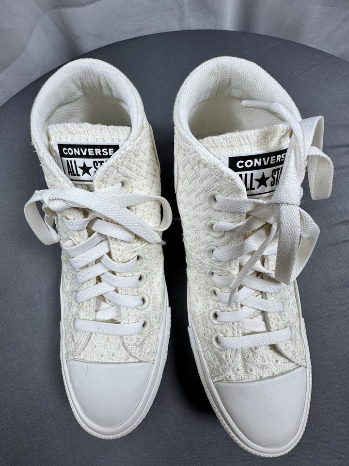 NWOT Converse CTAS Madison Mid Crochet Knit Lace Egret/Vintage White ...