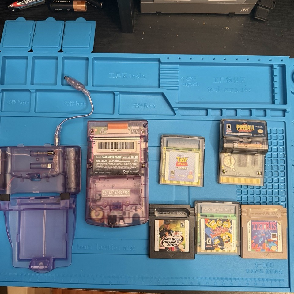 Nintendo Game Boy Color Atomic Purple Bundle + Games, and Accessories ...