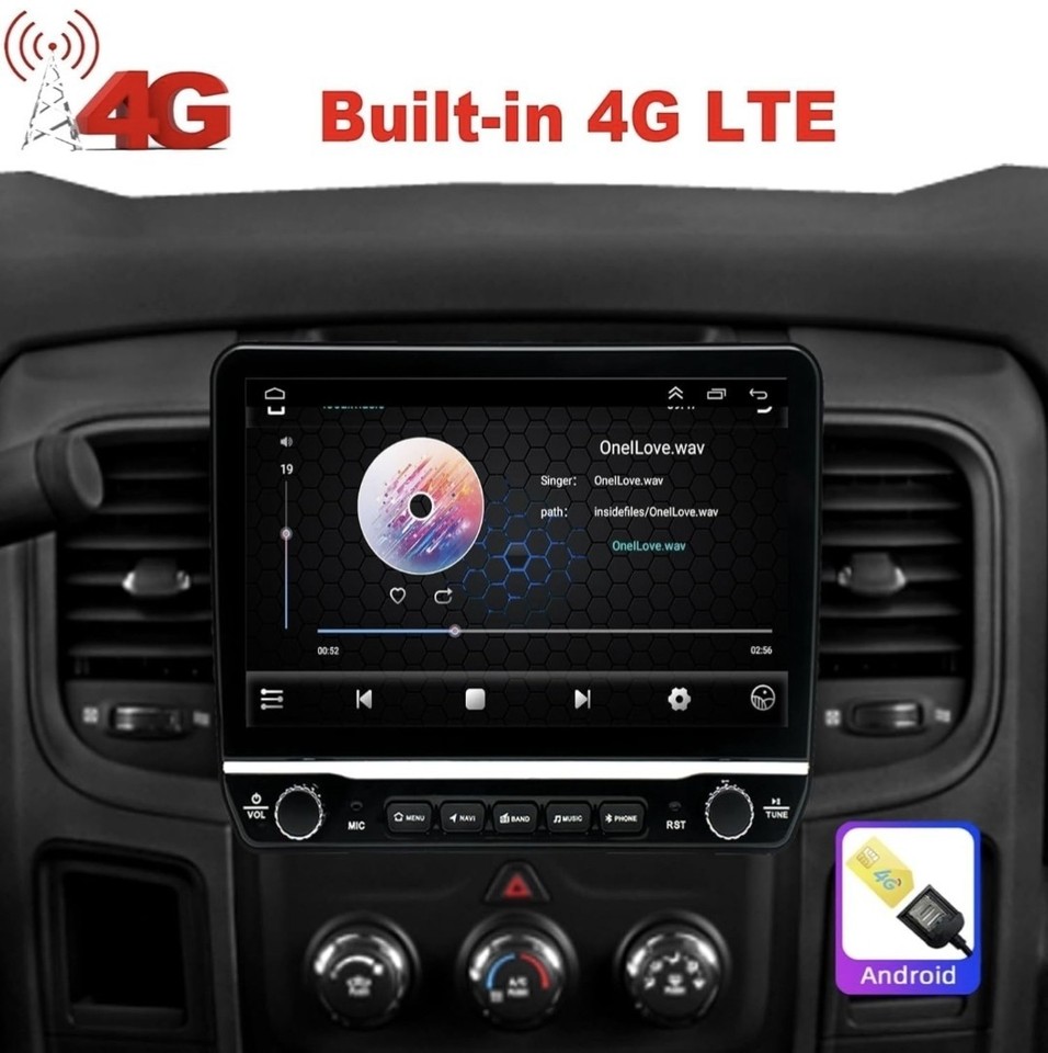 CLASSIC QLED 4G LTE Car Stereo for Dodge RAM 1500 2019–2024 CarPlay ...