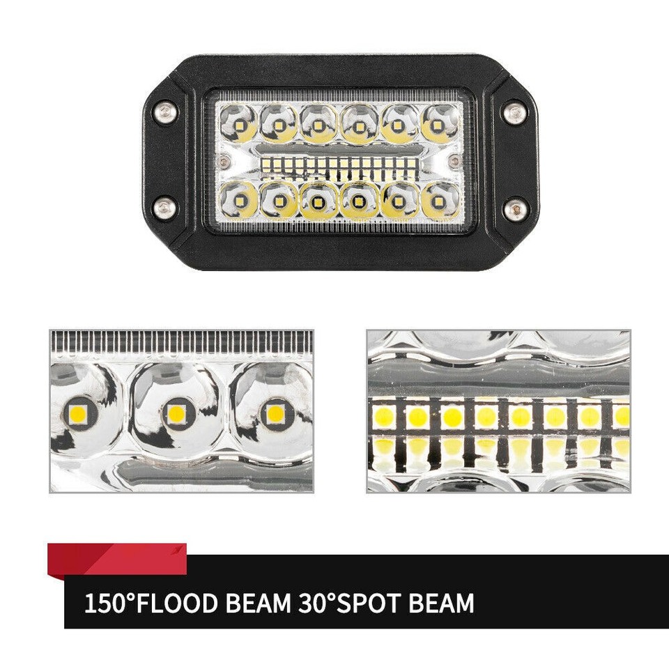2Pcs 12V 6 Inch Flush Mount Work Light 26 LED Super Bright Spotlight ...