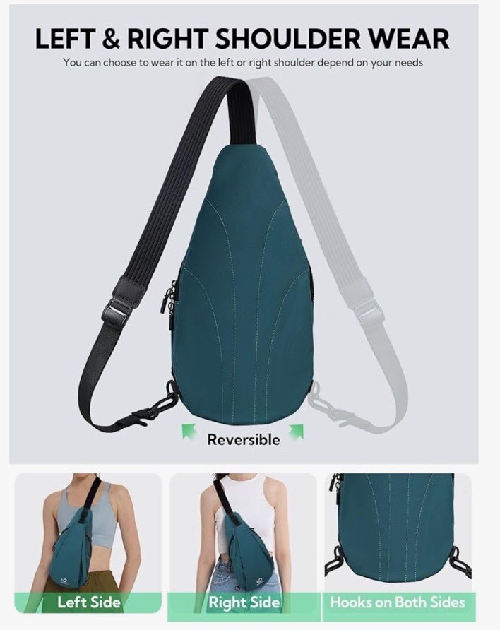 WATERFLY Small Crossbody Sling Backpack Bag Black Hiking Traveling ...