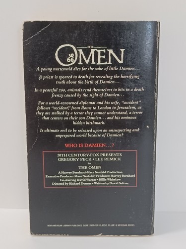The Omen David Seltzer 1976 1st/5t Signet Horror Novelization 8 pages ...