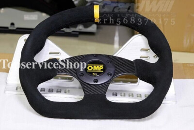 OMP 325mm 13 inch Suede Leather+Carbon Fiber D-Shape Racing Sport ...
