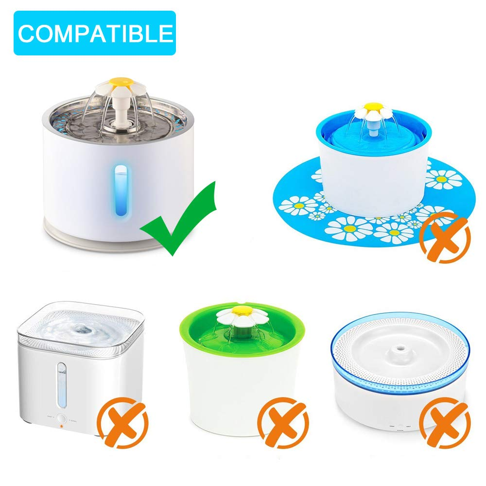 4Pcs/Set White Filters For 2.4L Cat Water Fountain Stainless Steel LED ...