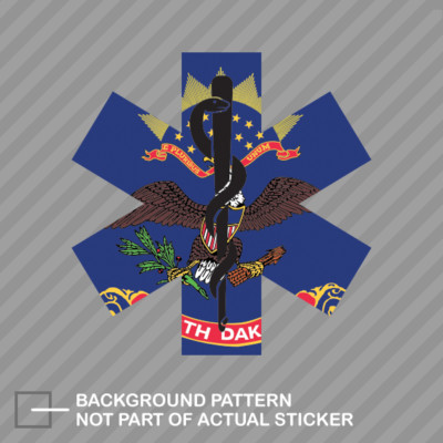 North Dakota State Shaped EMT Flag Sticker Decal Vinyl EMS Paramedic ND ...