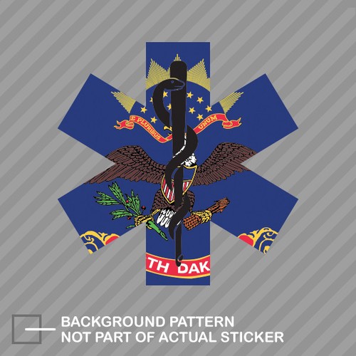 North Dakota State Shaped EMT Flag Sticker Decal Vinyl EMS Paramedic ND ...