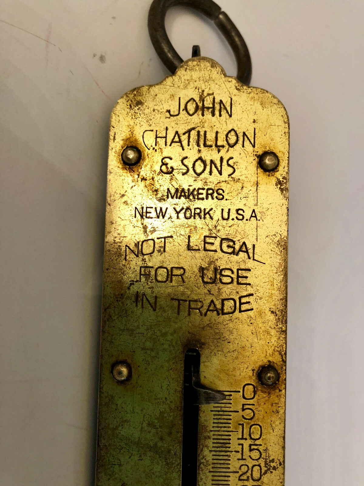 ANTIQUE JOHN CHATILLON & SONS BRASS HANGING SCALE. NEW YORK 50# | eBay