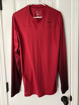 Nike Dri-Fit Red Long Sleeve Large Shirt | eBay