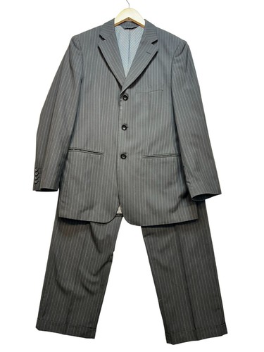 J. Ferrar Mens 2-Piece Pinstripe Pant Suit Size 38R 32/30 Black Classic ...