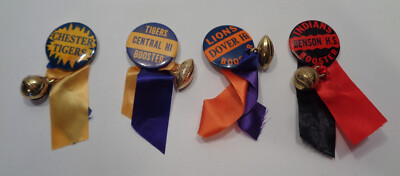 Lot 4 Vintage SALESMAN SAMPLE Booster Pinback FOOTBALL Baseball Button ...