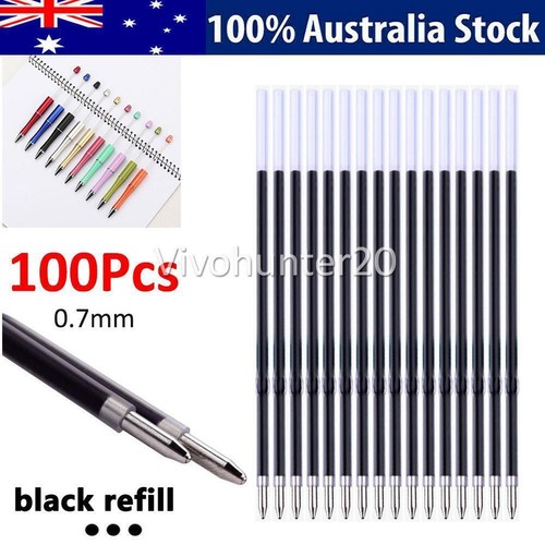 100x/set 0.7mm for Retractable Ballpoint Pen Refills Gel (BLACK) Ink ...