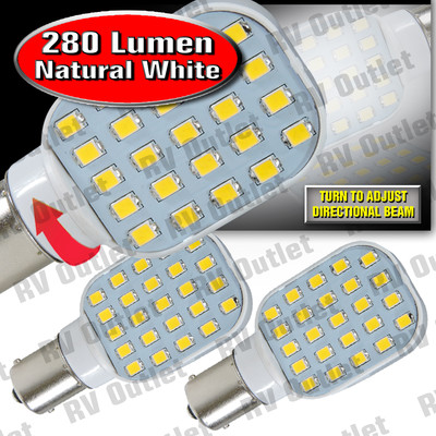 2 pk 1156 / 1141 Base LED Replacement Bulb 280 LUM 10-24v Natural ...