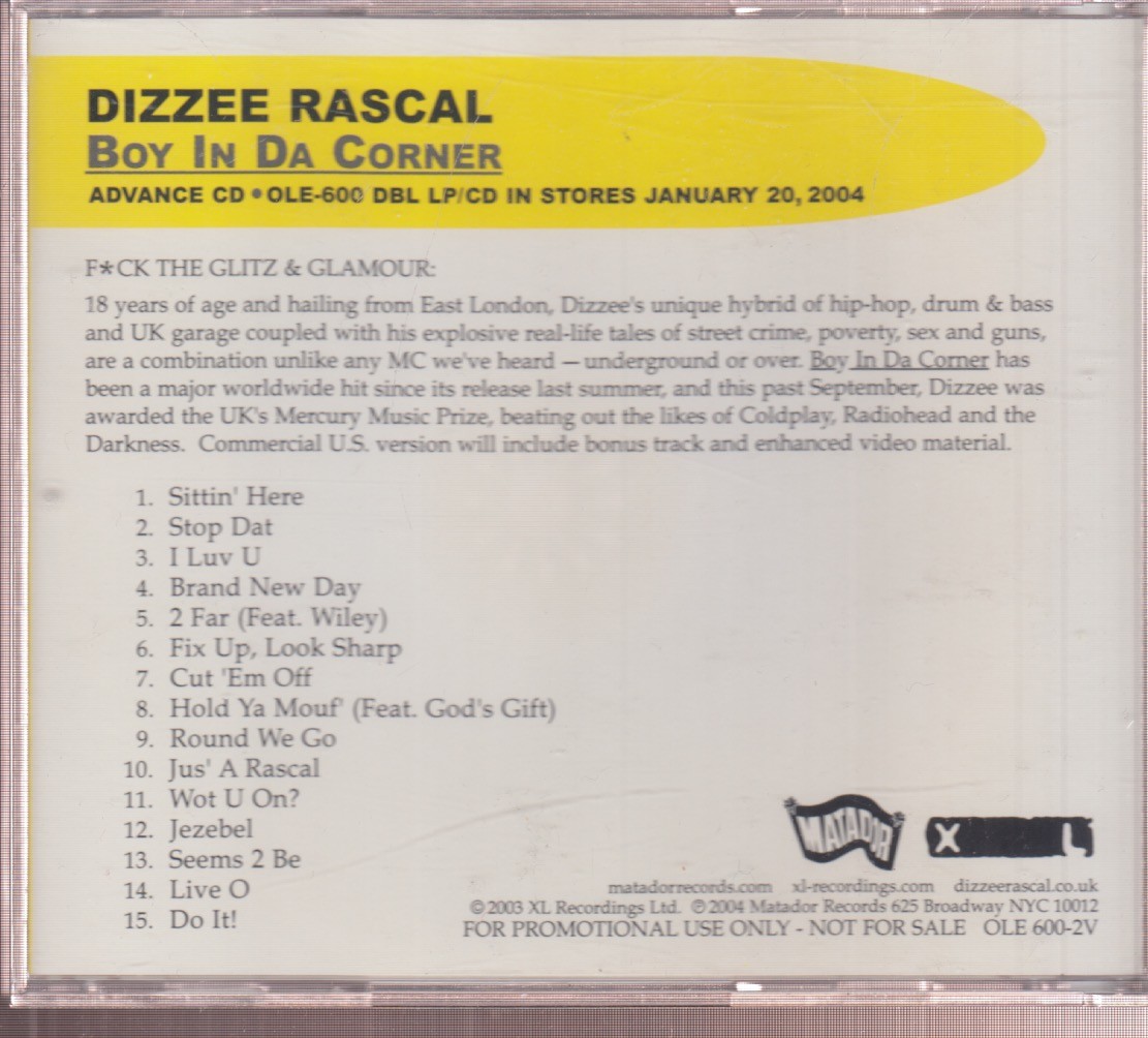 dizzee rascal boy in da corner cd promo | eBay