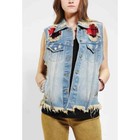 UNIF Distressed Denim Vest With Plaid Patches - NWT - SIZE M | eBay