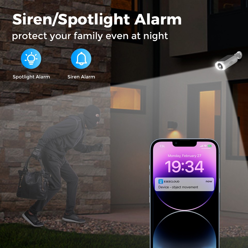 Hiseeu 4MP 10CH Wireless Solar Battery Powered Security Camera System ...