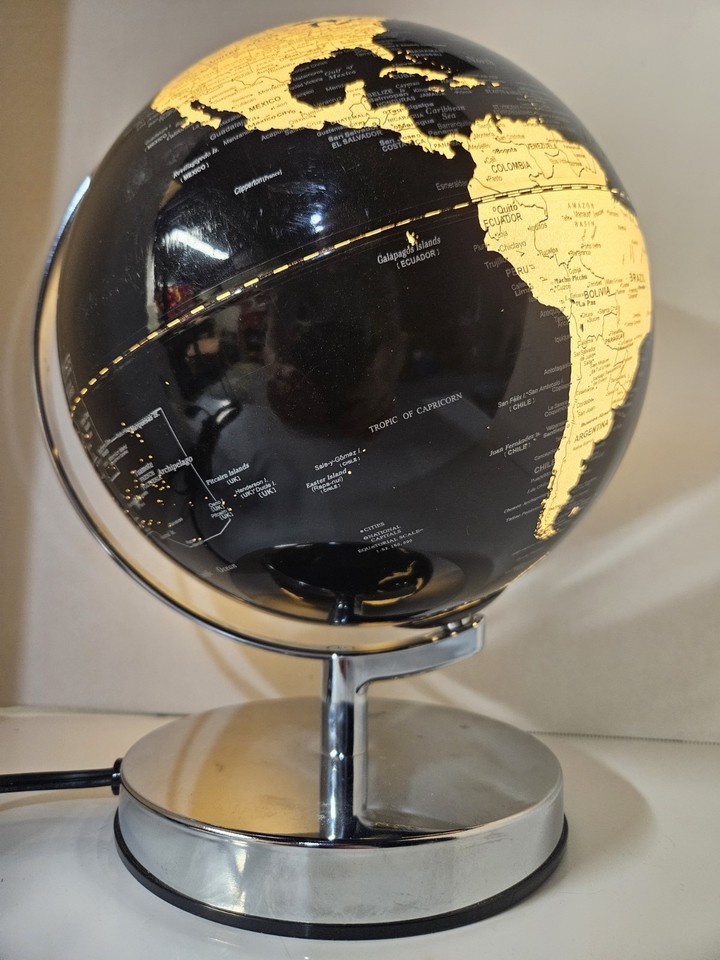 Modern Illuminated Black Globe With Chrome Base, Countries Lights Up | eBay