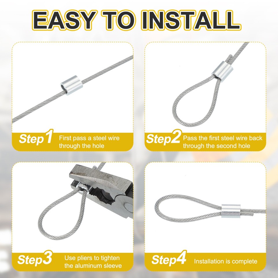 1/32" Wire Rope Vinyl Coated 33Feet Steel Wire Cable with Crimping ...