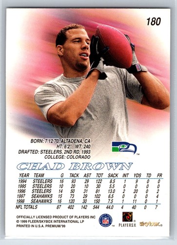 1999 SkyBox Premium Chad Brown Seattle Seahawks #180 | eBay