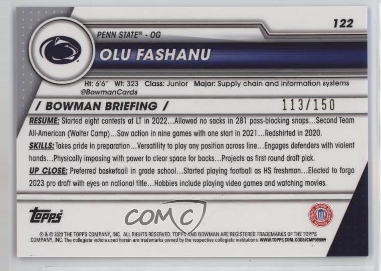 2023 Bowman U Chrome Fuchsia Mini-Diamond Refractor /150 Olumuyiwa ...