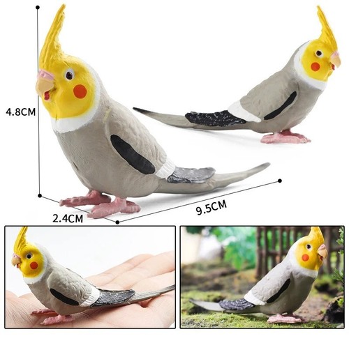 2pcs Lutino Cockatiel Animal Toy PVC Action Figure Doll Kids Toys Party ...