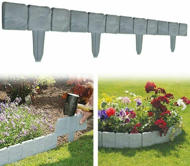 Garden Edging Plant Stone Effect Plastic Border Fence Yard Lawn Flower ...