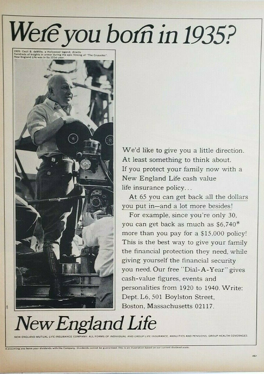 Vintage 1965 New England Life Ad Ephemera Wall Art Decor Cecil B ...