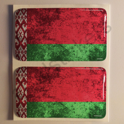 Sticker Belarus Flag Dirty Grunge 3D Resin Domed Stickers 2x 2.16"x1.25 ...