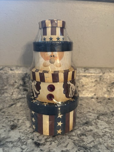 Uncle Sam /Americana Nesting Boxes Set Of 4. New In Package 7 1/4” Tall ...
