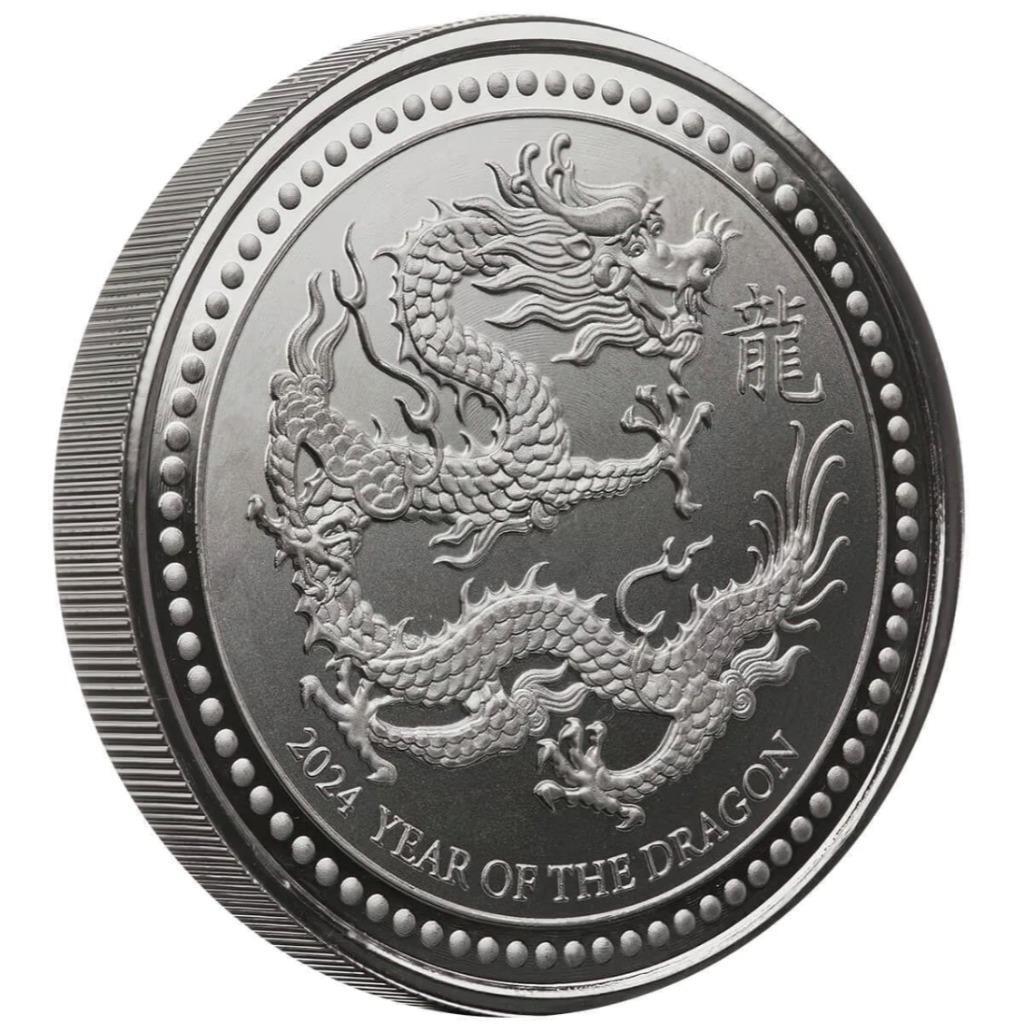 2024 2 oz Silver Year of the Dragon .999 Silver Coin Black Rhodium ...