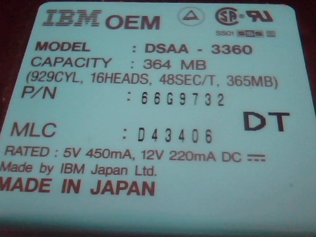 Hard Drive IDE Disk IBM DSAA-3360 66G9732 D43406 364 MB | eBay