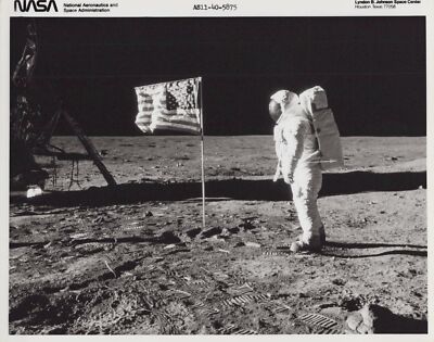Apollo 11 Moon Buzz Aldrin with Flag First EVA 1969 - Original NASA ...