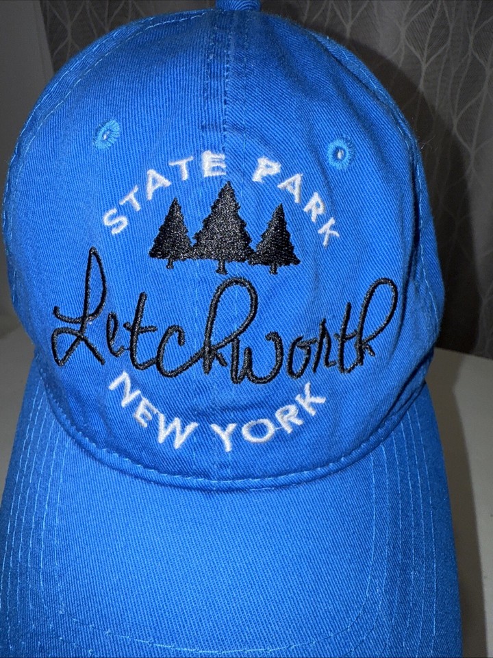 Letchworth State Park New York in Black White on Bright Blue Hat Cap ...