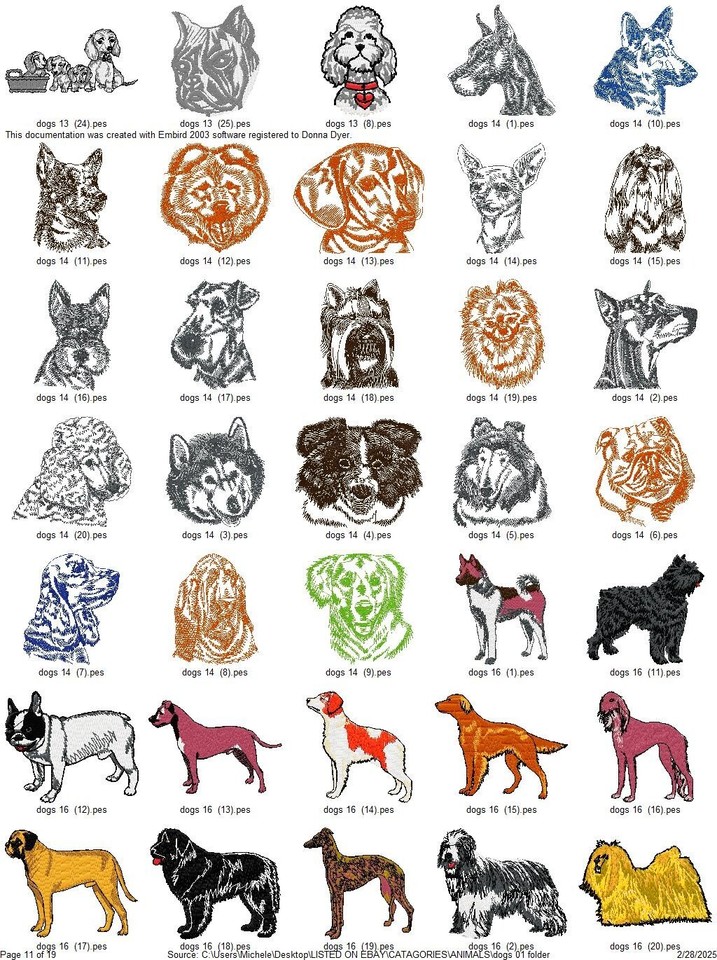 644 DOGS EMBROIDERY MACHINE DESIGNS COLLECTION PES USB DRIVE | eBay