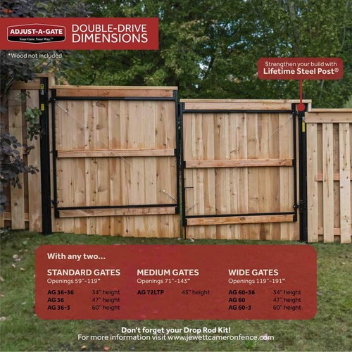 Adjust-A-Gate Double Drive Gate Frame Kit 3-Rail 60"H x 60"W - 96"W ...