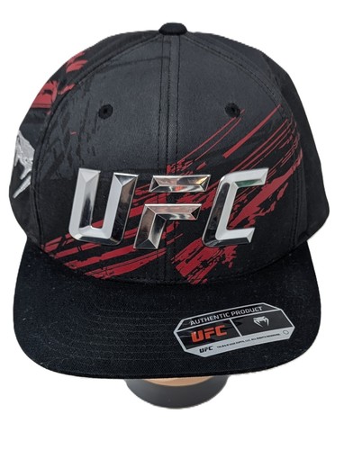 New UFC Venum Authentic SnapBack flat brim Hat Black Red streak ...