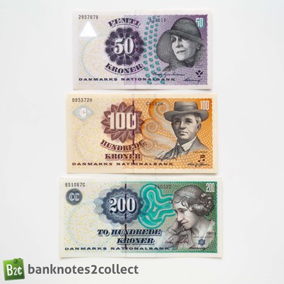 DENMARK: Set of 3 Danish Krone Banknotes. | eBay