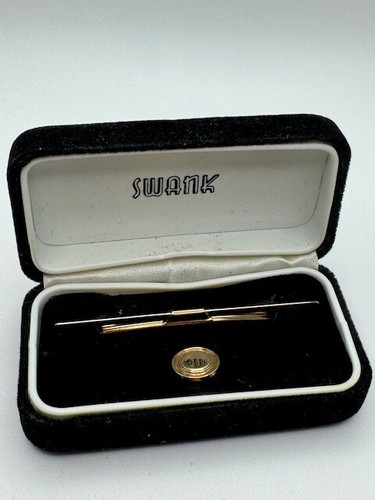 Vintage SWANK Gold Tone Tie Tac Pin Round Brushed w/ Beveled Edge and ...