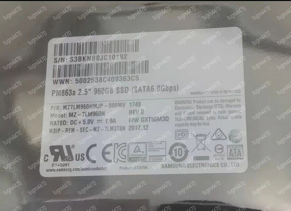 Samsung PM863a 960G SATA Data Center Solid State Drive Enterprise Class ...