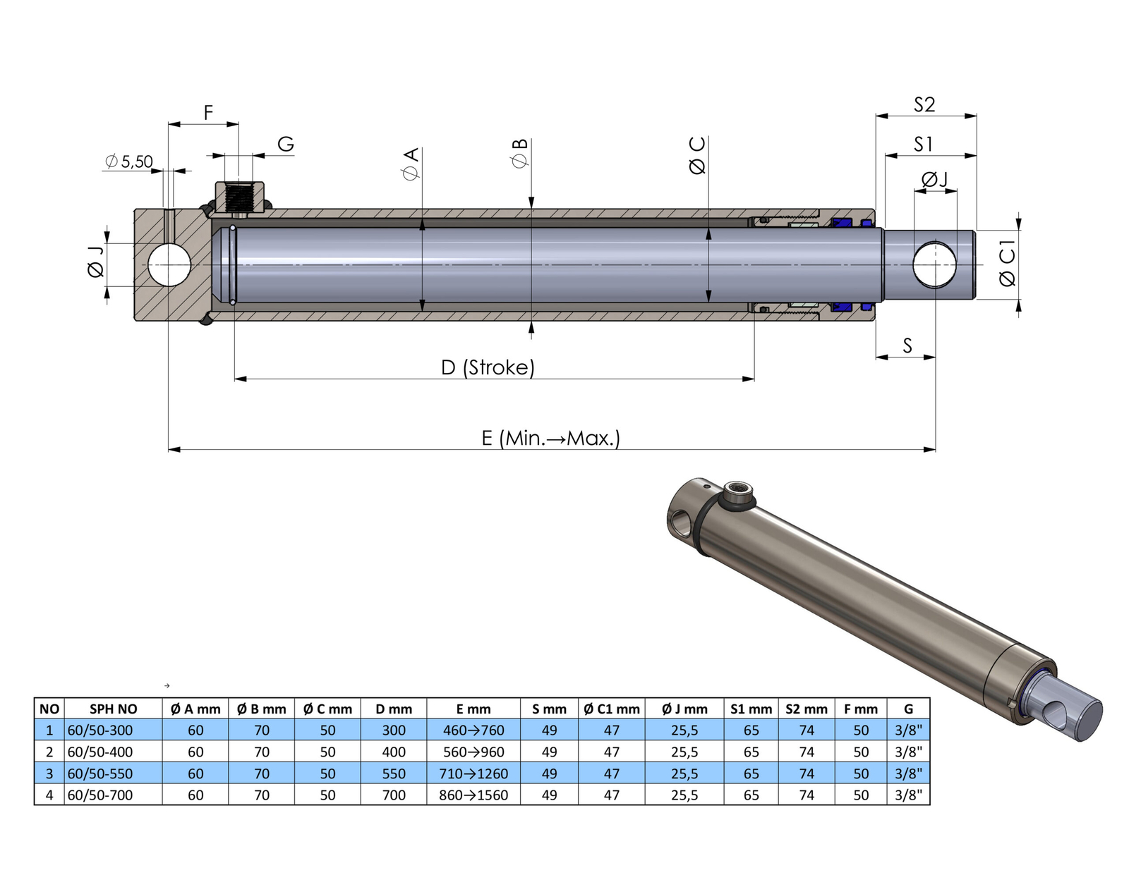 Piston de vérin hydraulique à simple effet avec trou de bouchon | eBay