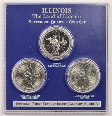2003 Illinois 25C Statehood Quarter Coin Set by PCS Stamps and Coins | eBay