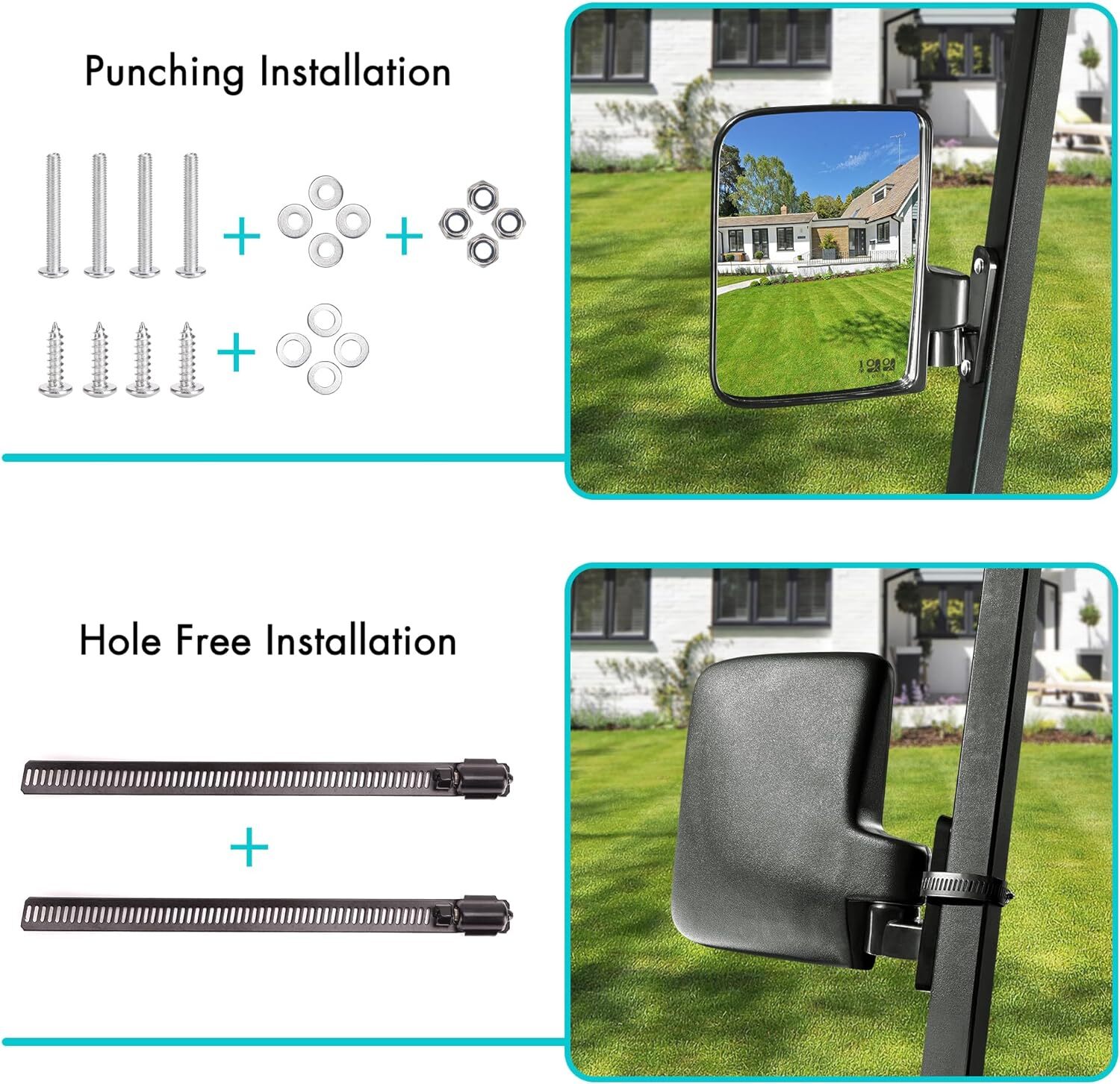 Universal Golf Cart Mirror, Side Rear View Mirrors for Yamaha EZGO Club ...