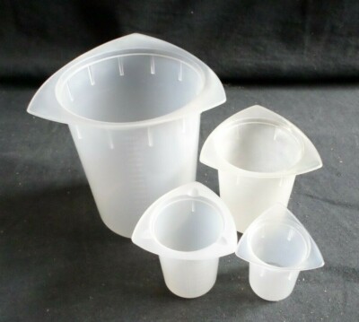 (4) Graduated Polypropylene Tri-Corner Beakers 50, 100, 250 & 1000mL ...