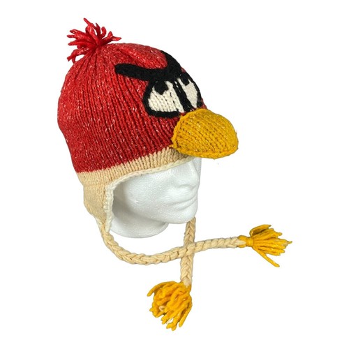 Angry Birds Red Bird Knit Wool Hat Cap Handmade Ecuador Yellow Tassels ...