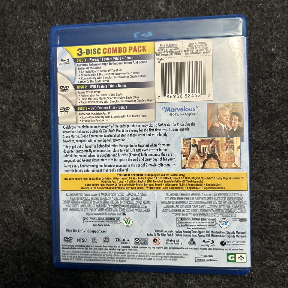 Father Of The Bride / Father Of The Bride 2 Blu-ray 2012 Steve Martin ...