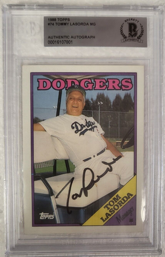 1988 TOPPS TOMMY LASORDA DODGERS MGR SIGNED AUTOGRAPHED #74 CARD ...